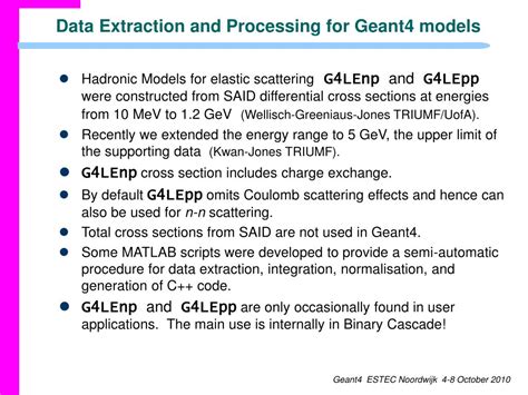 Ppt The Said Database Cross Sections And Geant4 Models Powerpoint