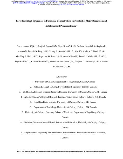 Pdf Large Individual Differences In Functional Connectivity In The
