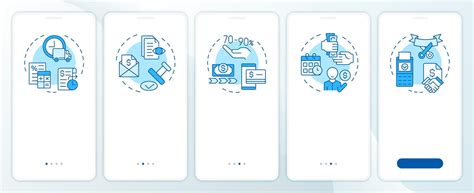 Factoring Process Phases Blue Onboarding Mobile App Screen Walkthrough 5 Steps Editable Graphic