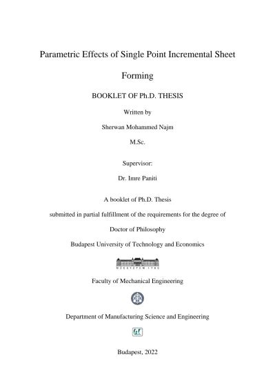 Parametric Effects Of Single Point Incremental Sheet Forming