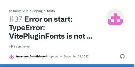 Error On Start Typeerror Vitepluginfonts Is Not A Function · Issue