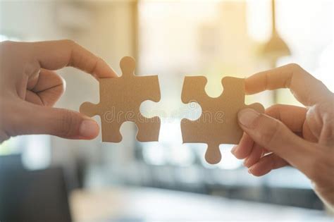 Hands Connecting Puzzle Pieces Teamwork Partnership And Problem