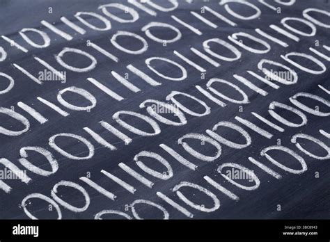Binary Code Abstract Rows Of Zero And One Numbers In White Chalk