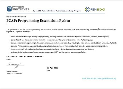 I Am Happy To Share I Have Completed Course Programming Essentials In