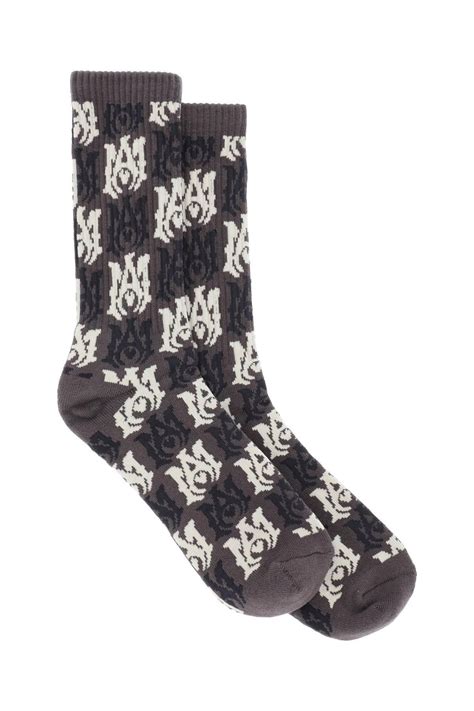 Amiri Socks With Ma Pattern Grey Editorialist