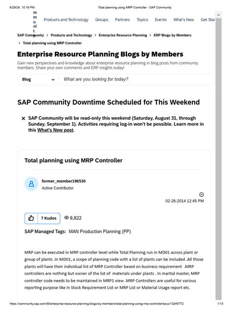 Total Planning Using Mrp Controller Sap Community Pdf Enterprise