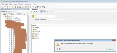 Sqlserver2005打开表时出现“object Reference Not Set To An Instance Of An