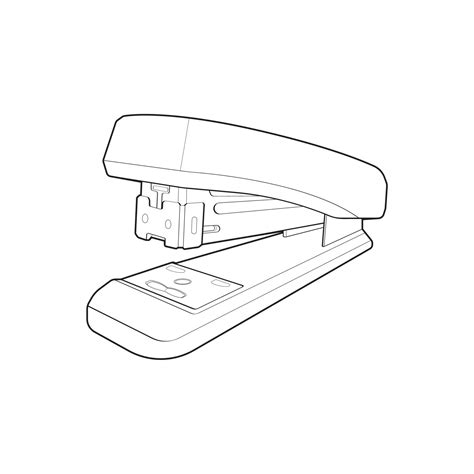 Stapler In Line Art Vector Style Isolated On White Background Stapler