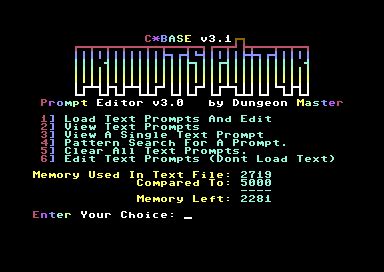 CSDb Prompt Editor V By Dungeon Master CSDb Prompt Editor V By Dungeon Master
