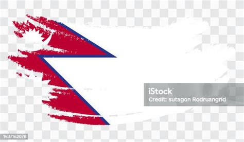 네팔 국기와 함께 그런 지 브러시 스트로크 수채화 그림 깃발 포스터 국기의 배너 스타일 수채화 그리기 투명한 배경에 격리된