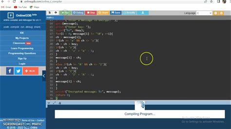 Ceasar Cipher Code In C Programming Information System Security Youtube