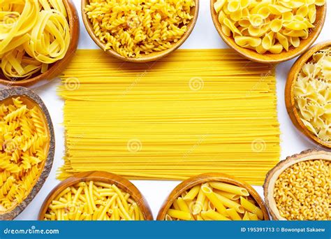 Different Types Of Dry Pasta On White Stock Image Image Of Organic Pasta