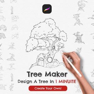 Procreate Tree Brushes Tree Silhouette Stamp Brush Set Procreate Nature Landscape Forest