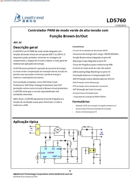 LD5760 PT BR | PDF | Fonte de energia | Rede elétrica