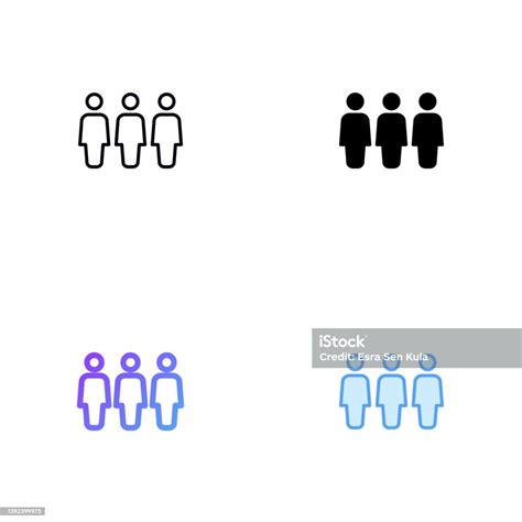 팀웍 아이콘 편집 가능한 스트로크가있는 네 가지 스타일의 디자인 선 솔리드 플랫 라인 및 컬러 그라디언트 라인 웹 페이지 모바일