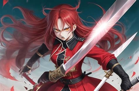 Premium Ai Image Cute Anime Girl With A Sword In Hand