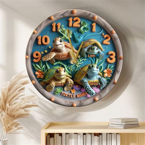 Turtle Mama Personalized Turtle Wall Clock Designed By Beleaguered