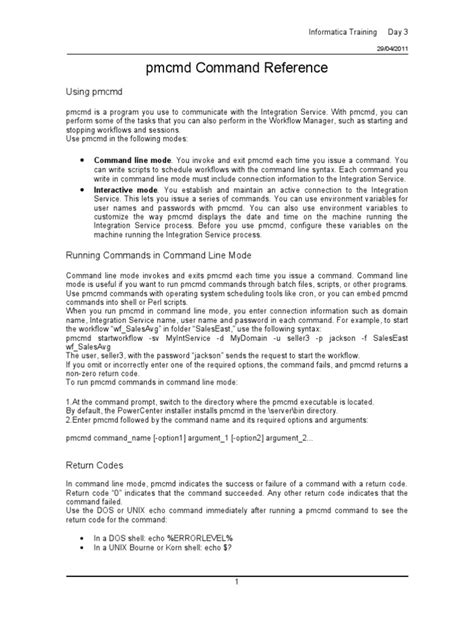 Informatica Command Line Reference Pdf Filename Command Line Interface