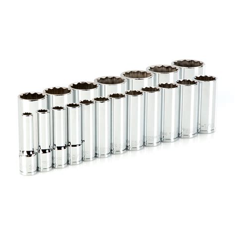 Tekton 1 2in Drive Deep 12 Point Socket Set 19 Pc 3 8in To 1 1 2in Model Shd92015