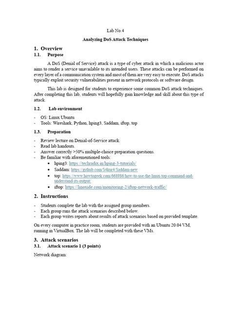 Lab04 Instruction Pdf Denial Of Service Attack Computer Network