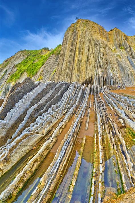 Steeply Tilted Layers Of Flysch Basque Coast Unesco Global Geopark