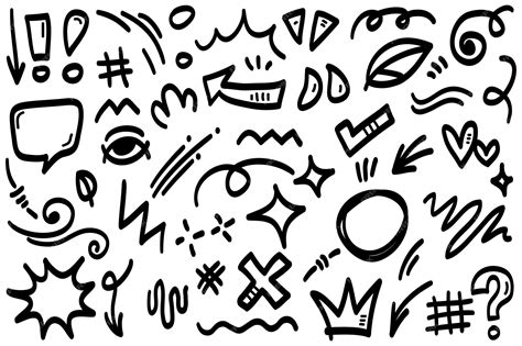 Premium Vector Vector Set Of Handdrawn Cartoony Expression Sign Doodle Curve Directional