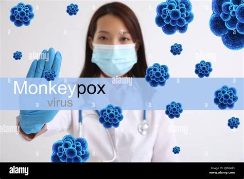 Female Doctor Showing Stop Gesture On White Background Monkeypox