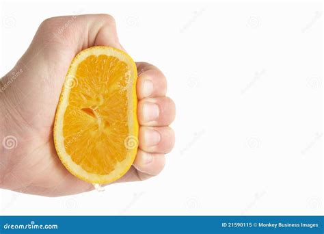 Man S Hand Squeezing Orange Stock Image - Image of space, holding: 21590115
