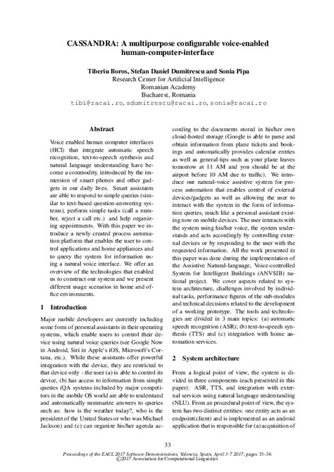 Pdf Cassandra A Multipurpose Configurable Voice Enabled Human