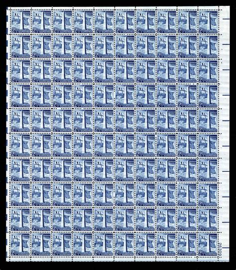 Us 1034 Bunker Hill Issue Sheet Of 100 Ognh Vf Cv2500 Esp