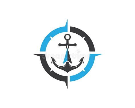 Anchor Compass Concept Icon Logo Vector Illustration Stock Vector