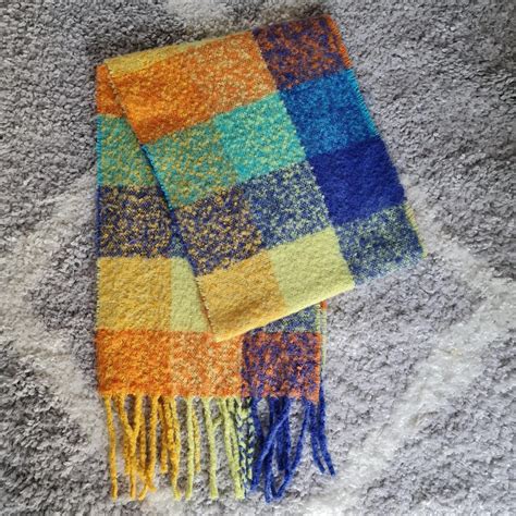 Multi Coloured Wool Scarf Winter Wool Scarf Depop