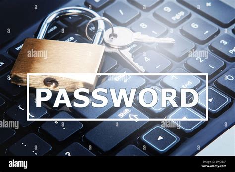 Padlock And Laptop Computer With Password Field Concepts Of