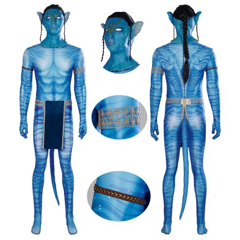 2022 Avatar 2 The Way Of Water Jake Sully Cosplay Costume Blue Jumpsui