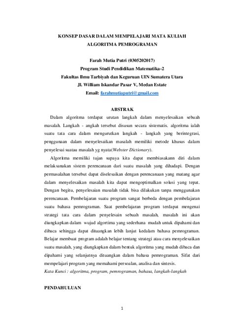Pdf Konsep Dasar Dalam Mempelajari Mata Kuliah Algoritma Pemrograman