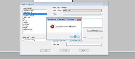 design32 odbc error operation invalid at this time