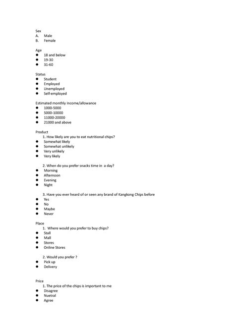 FS Questionnaire FS Questionnaire Sex A Male B Female Age And Below Status