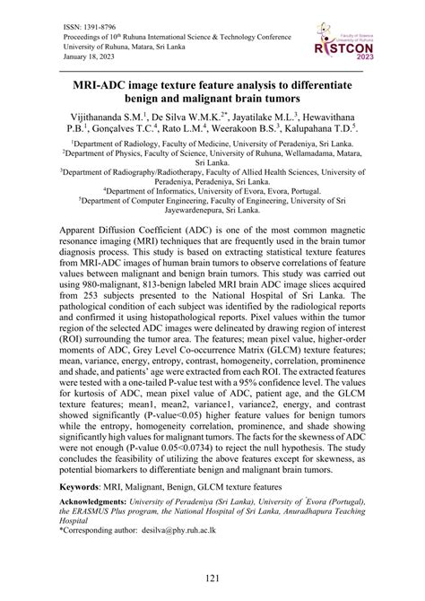 Pdf Mri Adc Image Texture Feature Analysis To Differentiate Benign