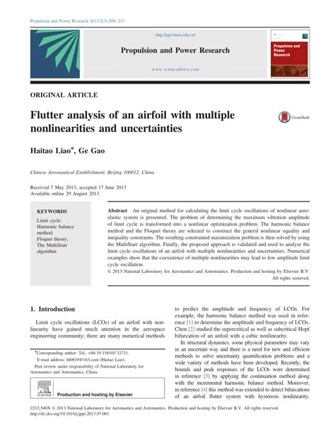 Pdf Flutter Analysis Of An Airfoil With Multiple Nonlinearities And