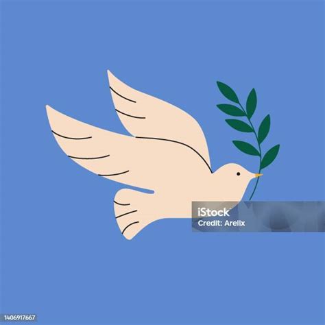 평화의 새 올리브 가지가있는 날으는 새 평화의 자유 우크라이나의 전쟁 없음 추상 손으로 그린 벡터 일러스트 레이 션 Stand With Ukraine에 대한 스톡 벡터 아트