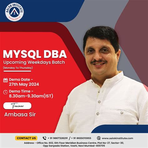 aalok institute on linkedin upcoming weekdays mysql dba batch demo
