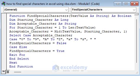 How To Find Special Characters Using Vba In Excel 3 Quick Methods