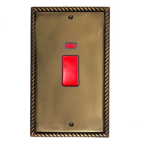 Georgian Vertical Cooker Switch Hand Aged Brass Broughtons Lighting Ironmongery