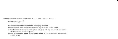 solved 5pts] q 1 consider the initial value problem ivp