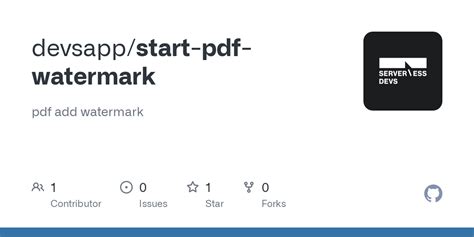 GitHub Devsapp Start Pdf Watermark Pdf Add Watermark