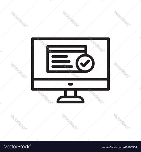 Computer With Check Mark Icon In Flat Style Vector Image