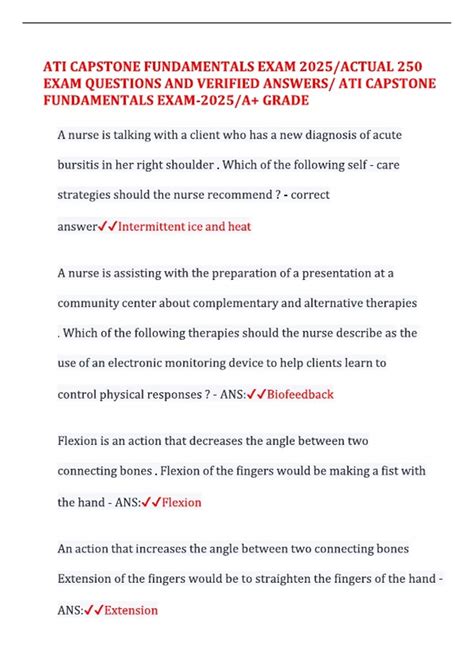 Ati Capstone Fundamentals Exam 2025 Actual 250 Exam Questions And Verified Answers Ati Capstone