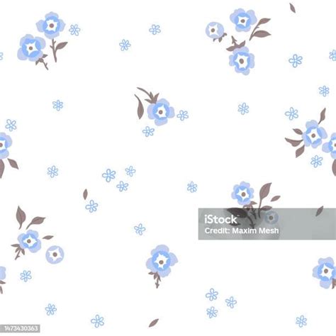 빈티지 꽃 배경입니다 흰색 바탕에 파란색 꽃이 있는 꽃 무늬 디자인과 유행 인쇄를 위한 매끄러운 본 빈티지 스타일 0명에 대한 스톡 벡터 아트 및 기타 이미지 Istock