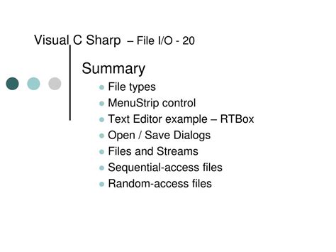 Ppt Visual C Sharp File Io 1 Powerpoint Presentation Free
