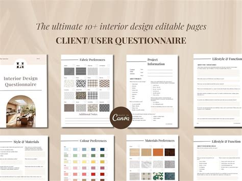 Interior Design Client Questionnaire Template Editable In Canva